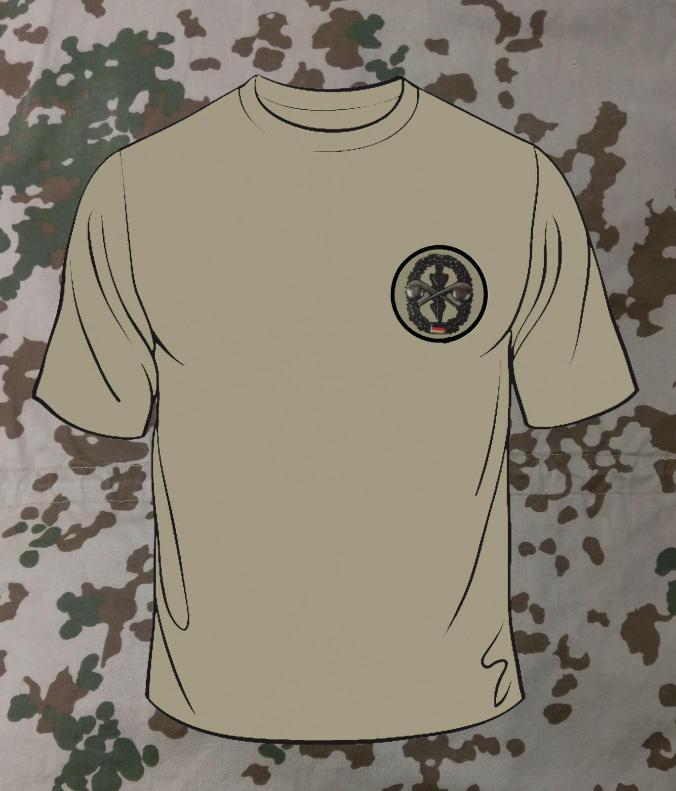 ABC-Abwehr T-Shirt Khaki/Bundeswehr/Barettabzeichen/Soldat/Bw/Heer ...