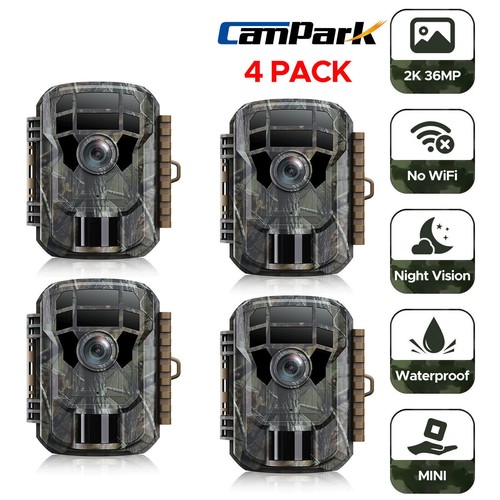 4 Pack Campark Mini 36MP Game Trail Deer Camera 2K Wildlife Hunting ...