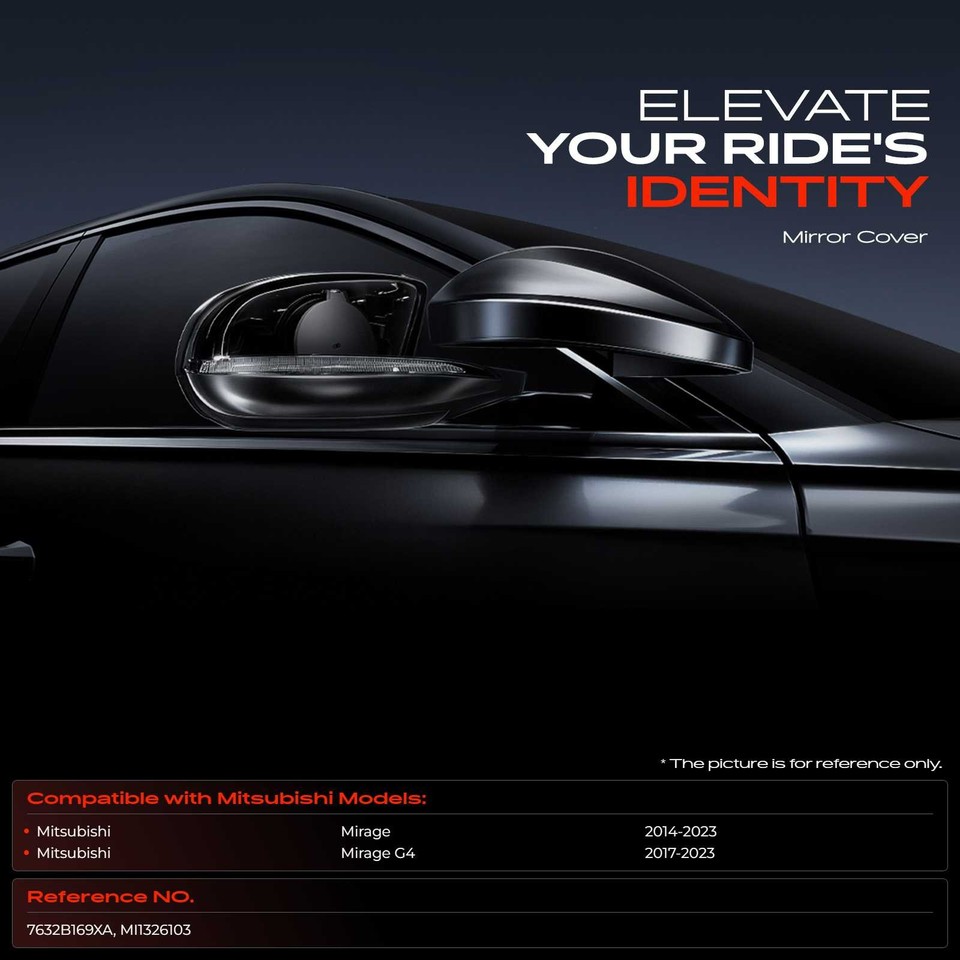 Left Driver Side Mirror Cover Cap Smooth Black for Mitsubishi Mirage ...