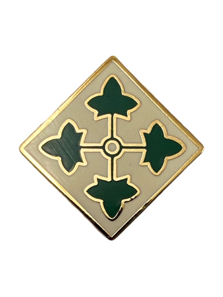 ☀️US Army 4th Infantry "Ivy" Division, 3/4" Hat Lapel CSIB Pin, Fort ...