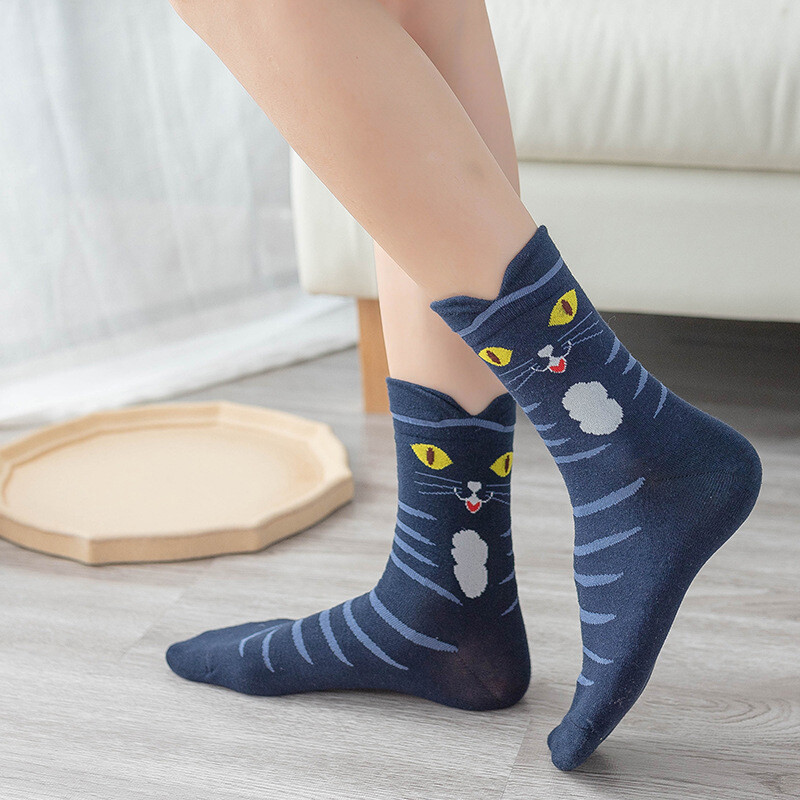 4 Pairs Women Funny Cat Socks Cute Animals Fun Funky Novelty Gift ...