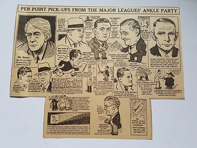 Judge Landis Al Simmons Judge Fuchs Phillip Wrigley 1934 Sketch Cartoon ...