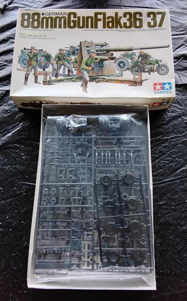 TAMIYA #35017 GERMAN 88MM GUN FLAK 36/37 FIGURES 1/35 SCALE MODEL Open ...