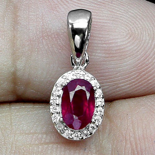 925 Sterling Silver Pendant Oval Ruby 6x4mm Natural Gemstone Jewelry ...