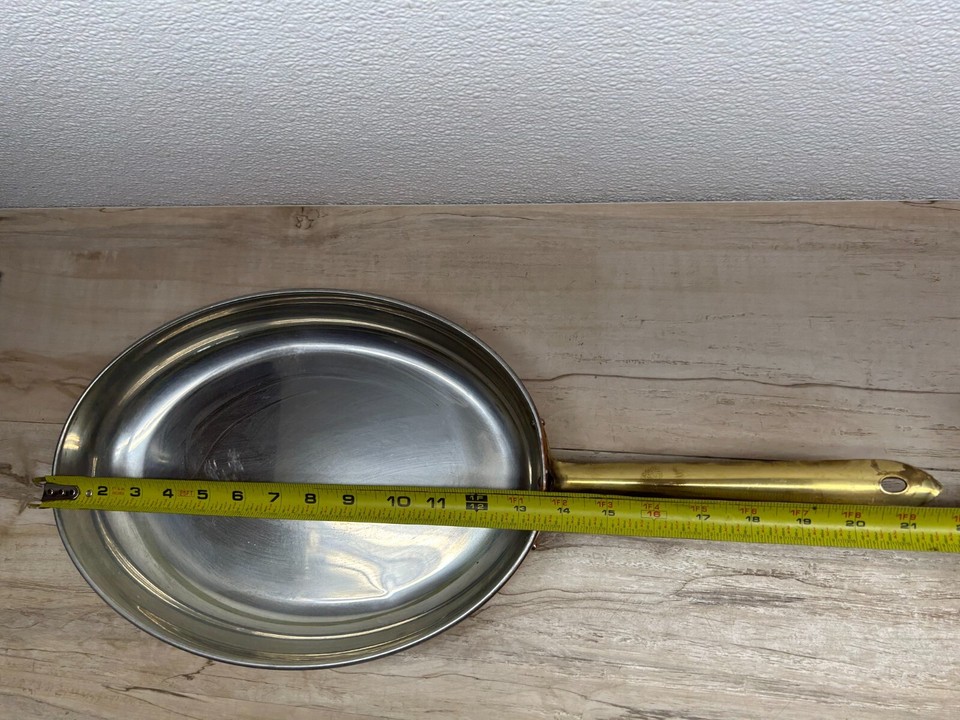 Tagus Portugal Solid Copper Oval Fish Saute Pan 13.5" x 9.5" Long Brass ...