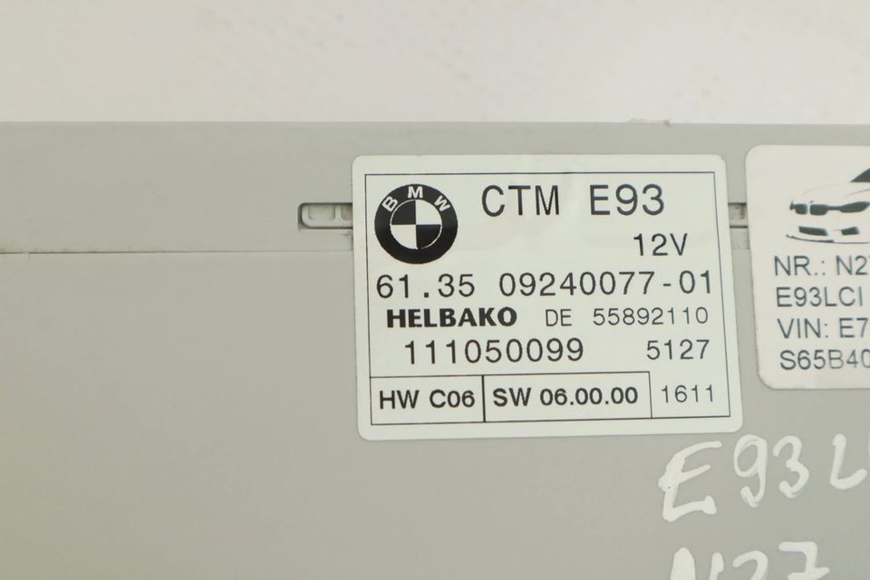 BMW E93 CONVERTIBLE FOLDING ROOF CONTROL CTM MODULE 9240077 | eBay UK
