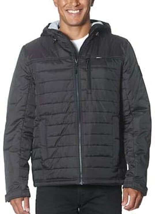 Gerry Men's Insulated Quilted Hooded Puffer Jacket, Olive, Black, Gray ...