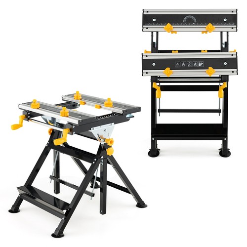 Folding Work Table Portable Workbench W/Tiltable Platform & Adjustable ...