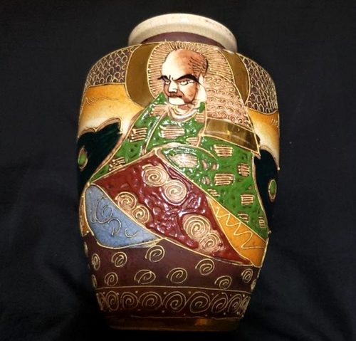 Japanese Antique SATSUMA Potter Vase Buddhism Jar Hand Painted Pot ...