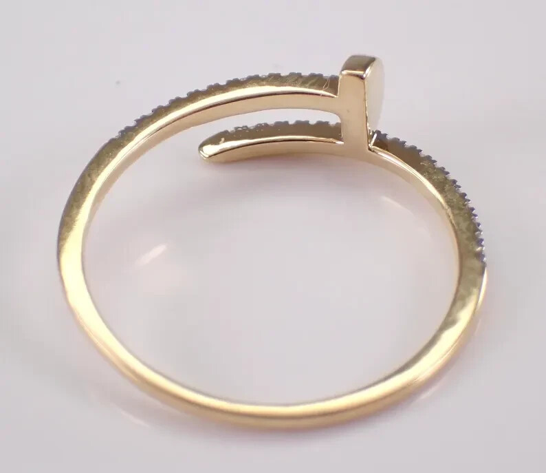 1Ct Round Real Moissanite Women's Nail Wedding Ring 14k Two Tone Gold ...