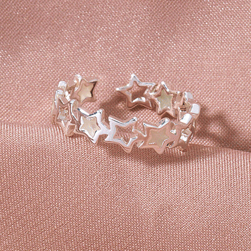 Fashion Luminous Pentagram Student Ring Fluorescent Hollow Little Star ...