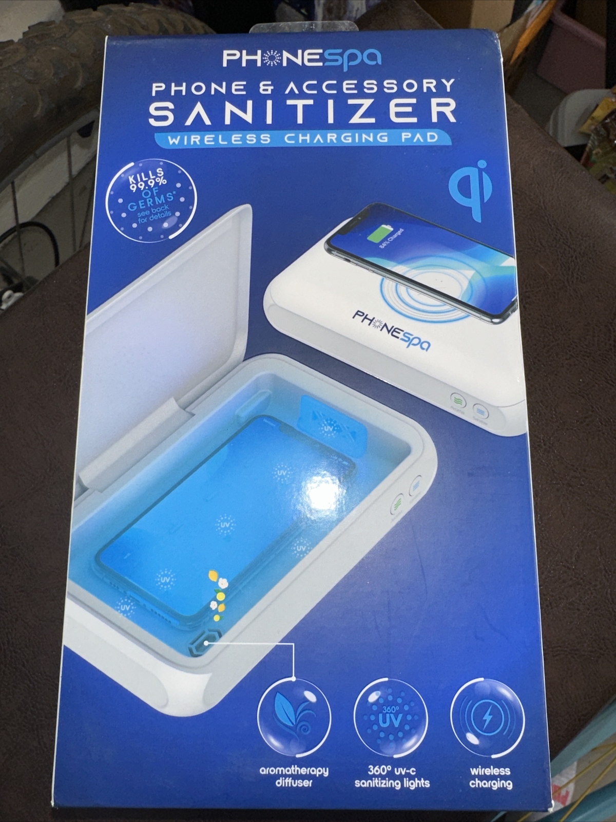 NEW Sealed PhoneSpa Phone & Accessory Sanitizer Wireless Charging Pad ...