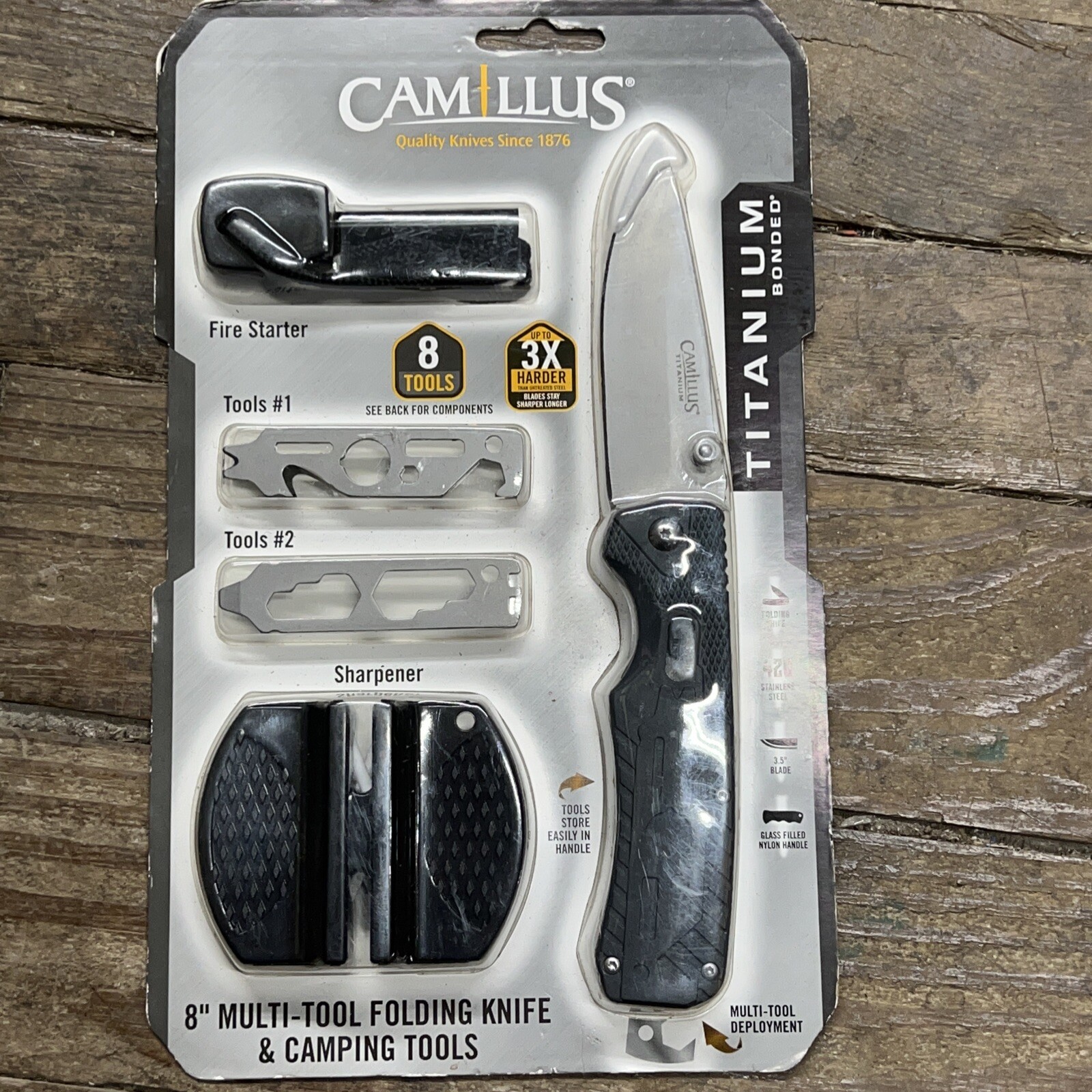 Camillus 8” multi-tool folding knife & camping tools 5 tools Set for ...