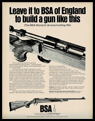 1971 BSA Monarch Deluxe Hunting Rifle Vintage PRINT AD Old Gun ...