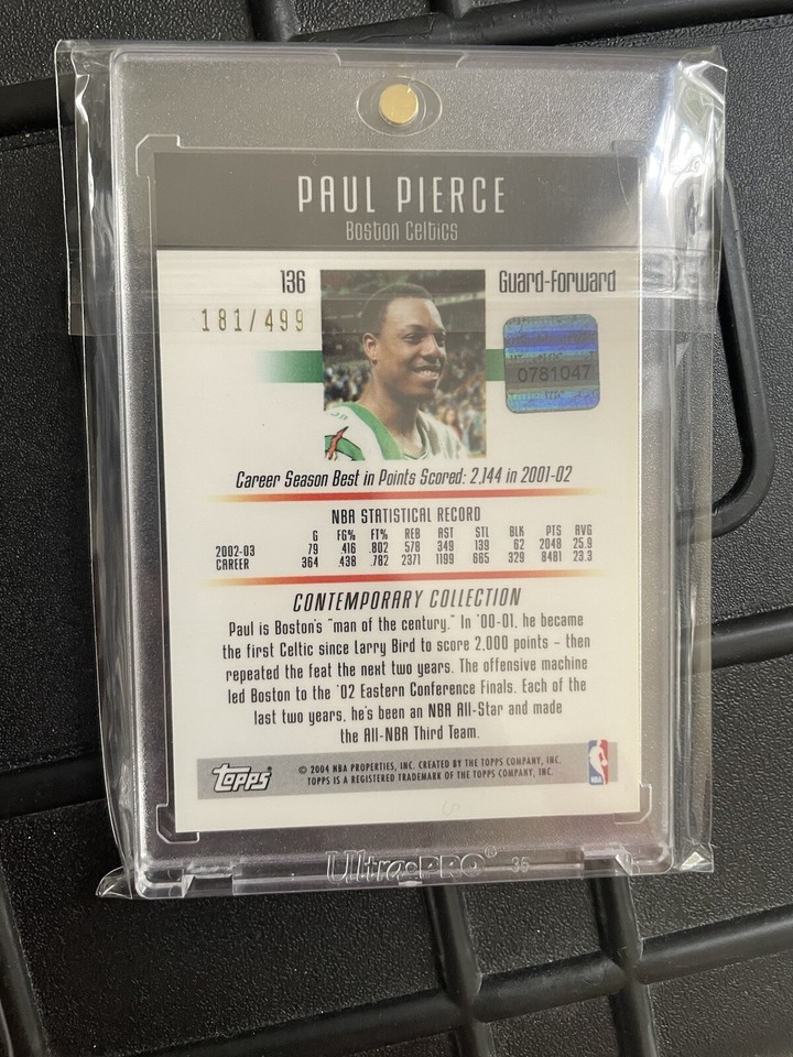 2002-03 Topps Contemporary Collection Paul Pierce Autograph /499 | eBay