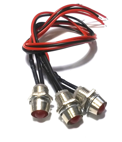 3 Super Bright Marine Grade 12v Red LED Indicator Lights in SS Bezels w ...