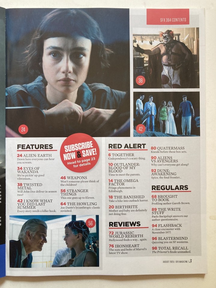 ALIEN : EARTH August 2025 SFX Magazine / WEAPONS / STRANGER THINGS ...