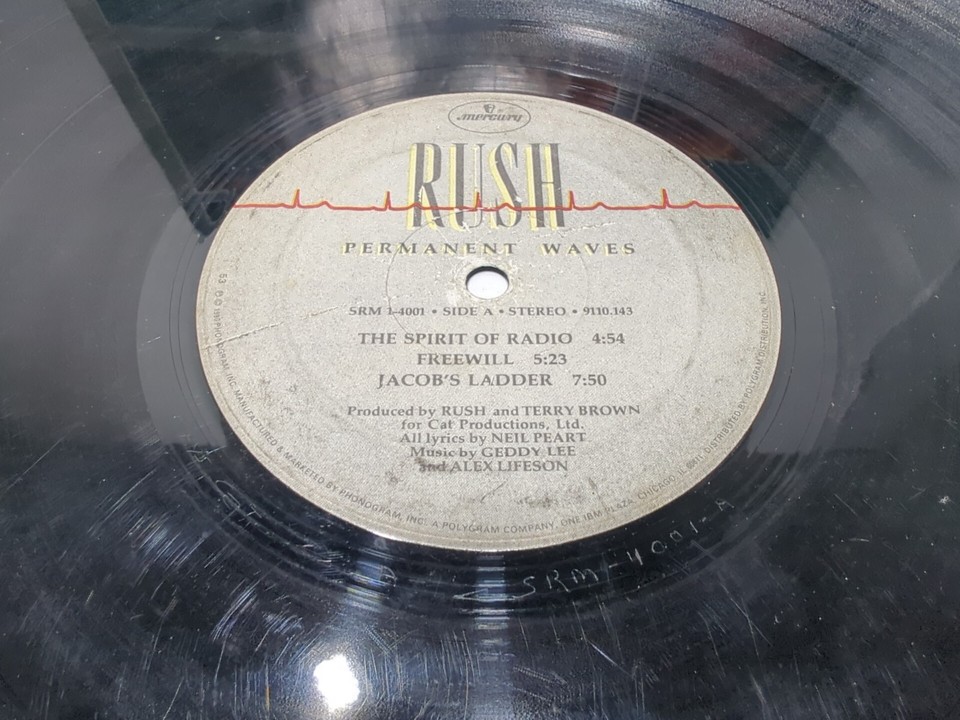 RUSH PERMANENT WAVES 12" RECORD ALBUM LPVINYL MERCURY SRM-1-4001 1980 ...
