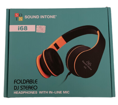 i68 Sound Intone Foldable DJ Stereo Headphones 3.5mm w/In-line Mic ...
