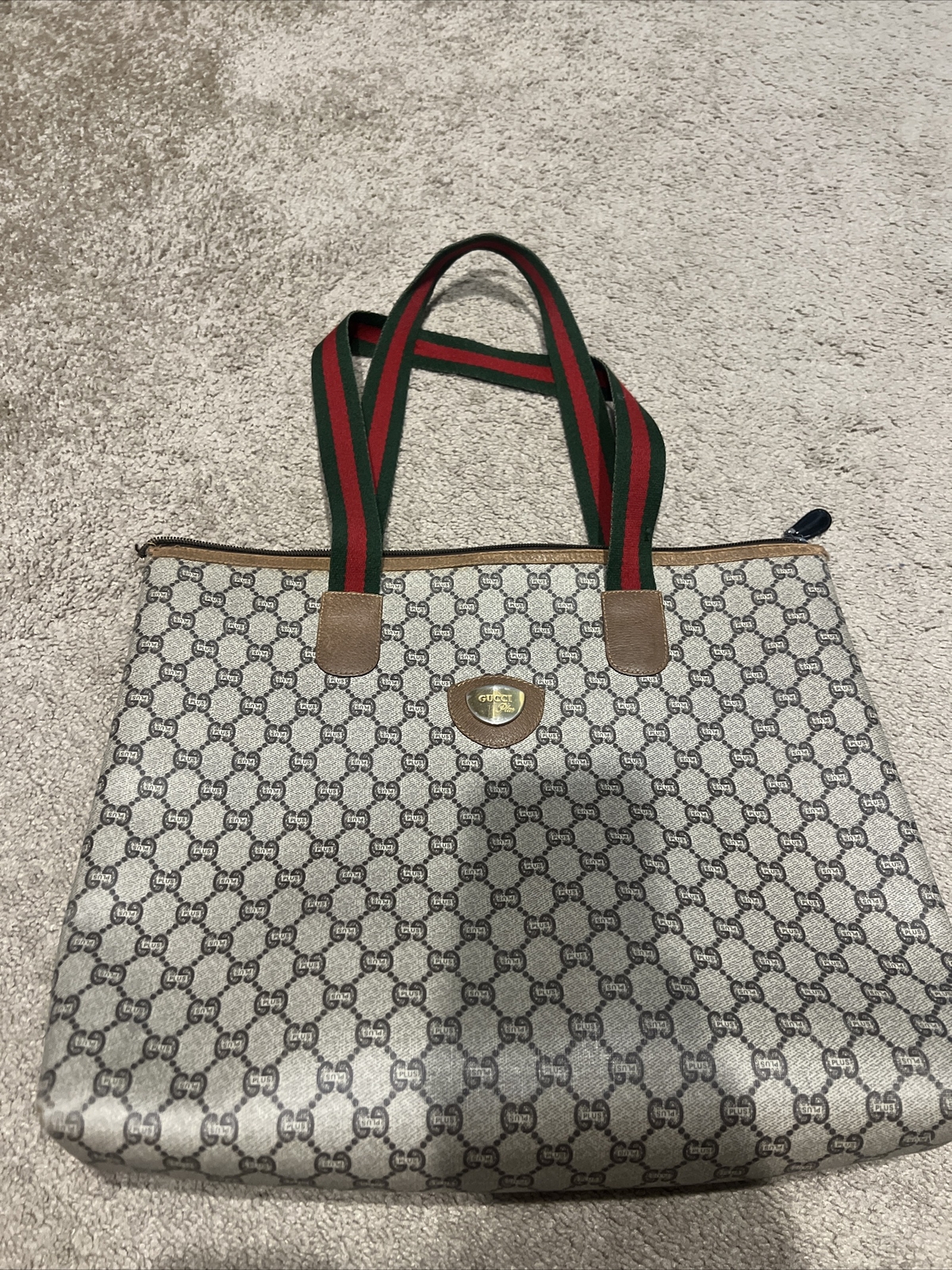 Authentic Vintage Gucci Plus PVC Leather Tote Bag Han… - Gem