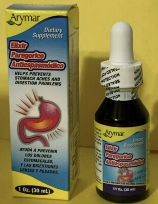 Elixir paregorico antiespasmodico. 1 oz(30 ml) por Arymar/Dietary ...