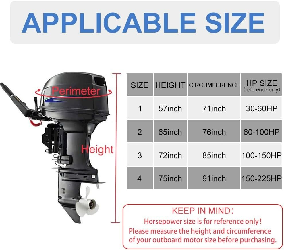 Full Outboard Motor Cover Trailerable Boat Engine Cover with Reflective ...