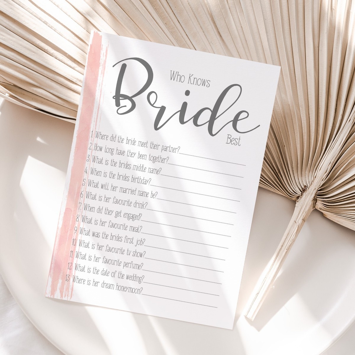 Game Who Knows The Bride Best Template Editable Would She Rather