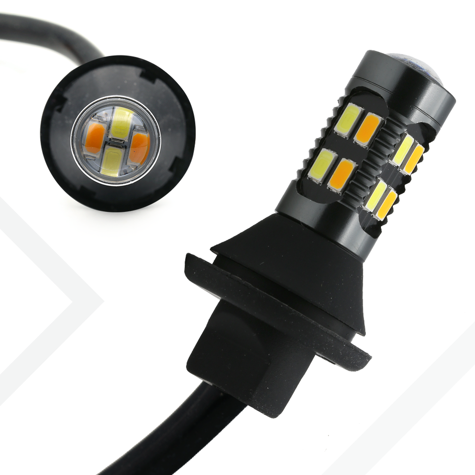 2x 3157/4114K Error-Free Switchback LED White Amber Turn Signal/DRL ...
