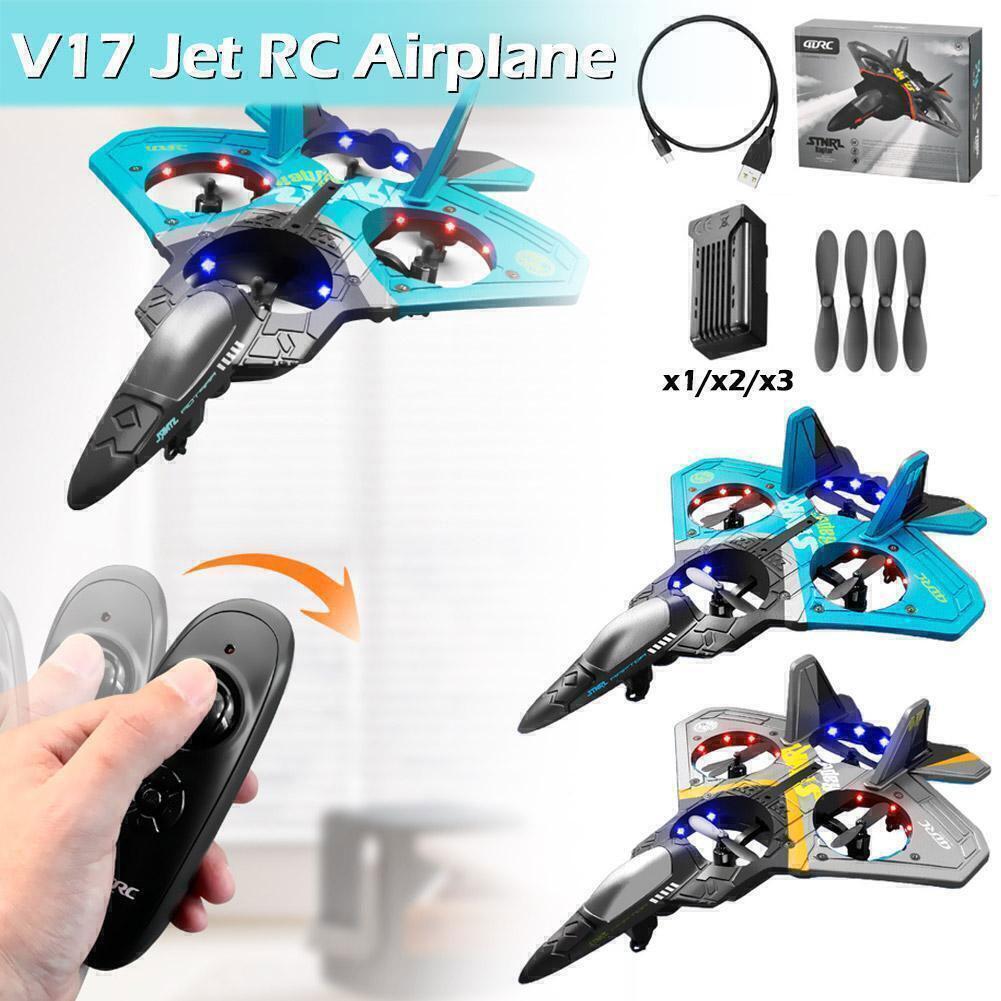 V17 Jet Fighter Stunt Airplane Remote Control Plane Spin Toy Gift For ...