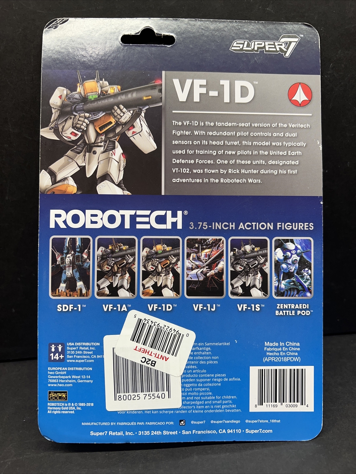 VF-1D Robotech Super 7 Reaction Action Figure New
