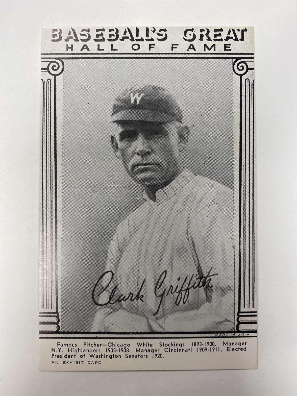 1977 Baseball’s Great Hall of Fame Clark Griffith Exhibit Card | eBay