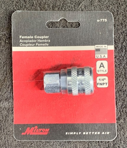Milton Push-Type 1/4" In. FNPT Coupler A Style Female S-775 Milton S ...