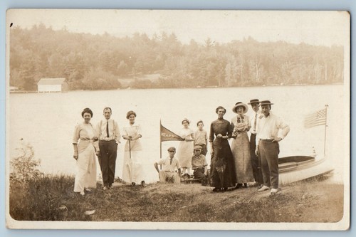 RPPC Photo Postcard Tourist Wizard Flag Boat c1910's Posted Antique | eBay
