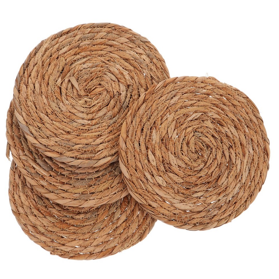 4 Pcs Seagrass Place Mat Round Drinks Wicker Placemats Decorative | eBay UK