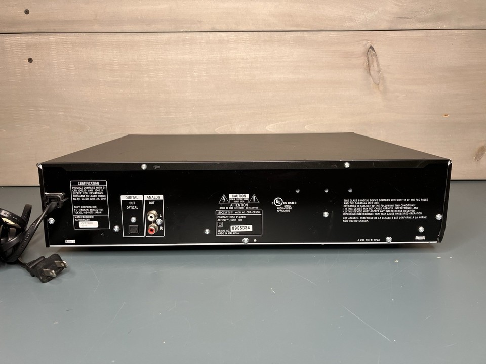Sony CDP-CE500 5 Disc CD Changer USB MP3 Compact Disc Player Tested ...