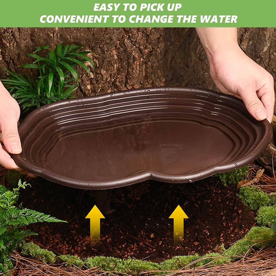 3PCS Tortoise Water Bowl with Ramp Leaf Tortoise Water Dish Turtle Pool ...