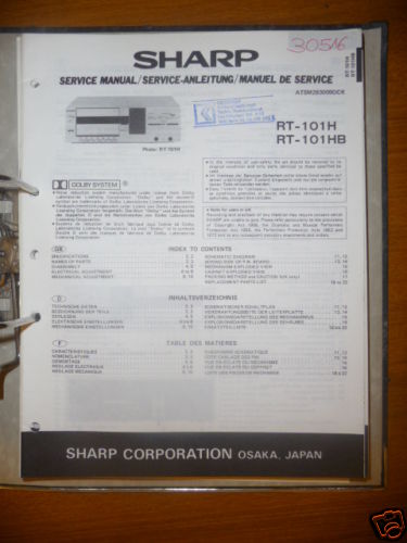 Service Manual Sharp RT-101H Tape Deck, Original | eBay