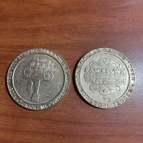 Lot Of 2 Vintage $1 Silver SLOT TOKEN COIN SAM'S TOWN CASINO TUNICA ...