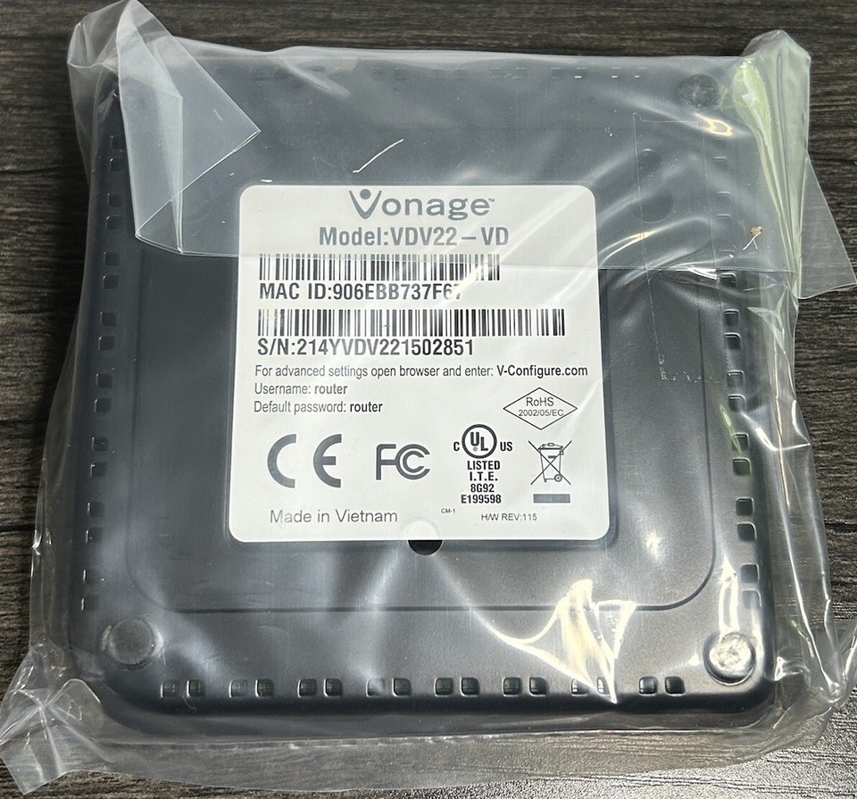 Vonage VDV22-VD Analog Phone Box with Power Adapter - New In Box See ...