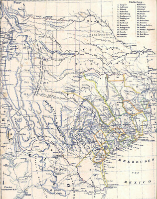 Landkarte TEXAS - Antique Map State of TEXAS 1844 - Handcoloured ...