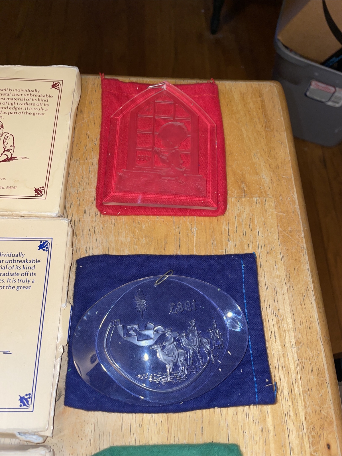 3 Acrylic Christmas Ornaments 1982, 83 & 84 in box Lars Svenson Swedish ...