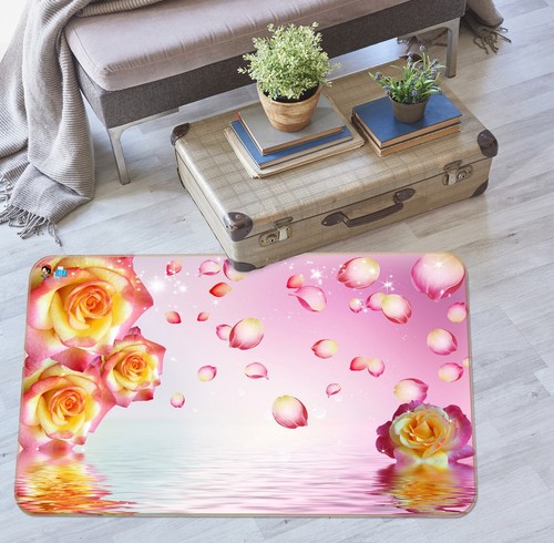 3D Romantic Pink Rose Petals ZHUA3609 Game Non Slip Rug Mat Photo ...