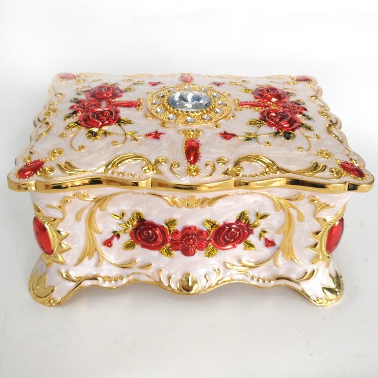 WHITE METAL RED ROSE RECTANGLE MUSIC BOX : ONCE UPON A DECEMBER | eBay