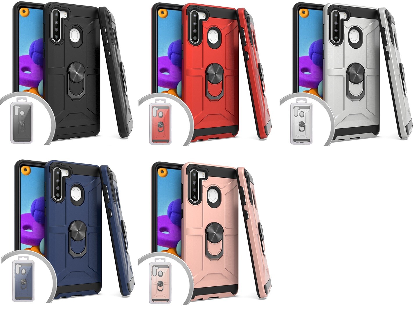 For Samsung Galaxy A21 S215DL A215W A215U1 Magnet Ring Stand Case Cover ...