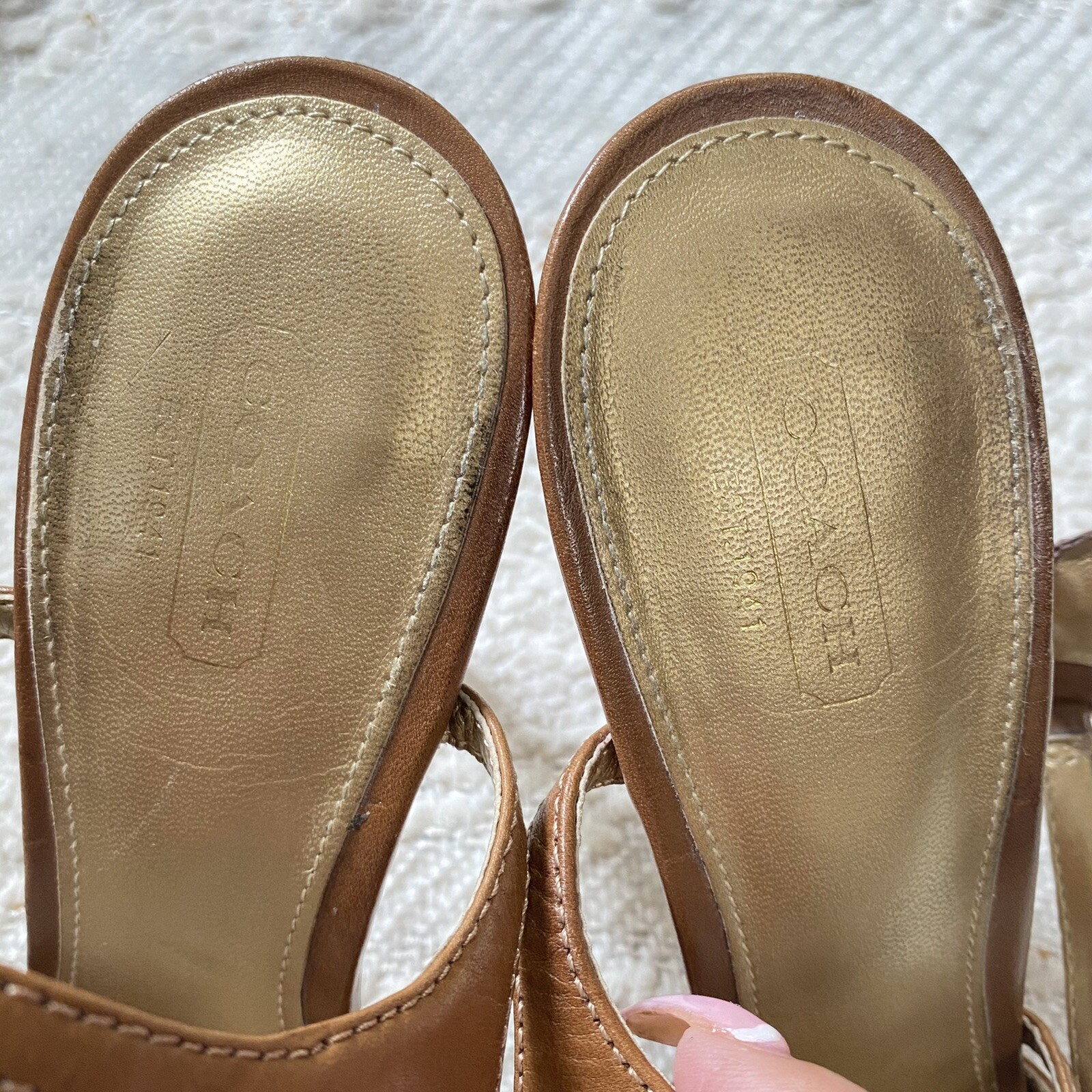 COACH Lexus heels brown leather open toe strappy stiletto high heels 9 ...