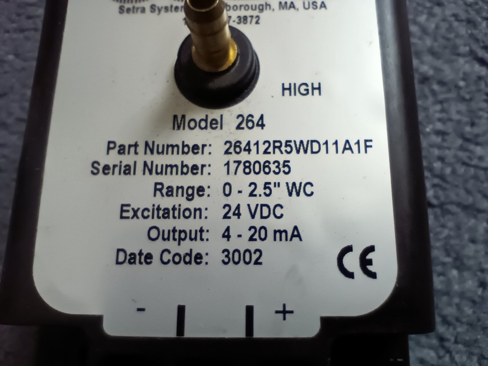 SETRA 2641-2R5W-D-11-A1-F / 26412R5WD11A1F Differential Pressure ...