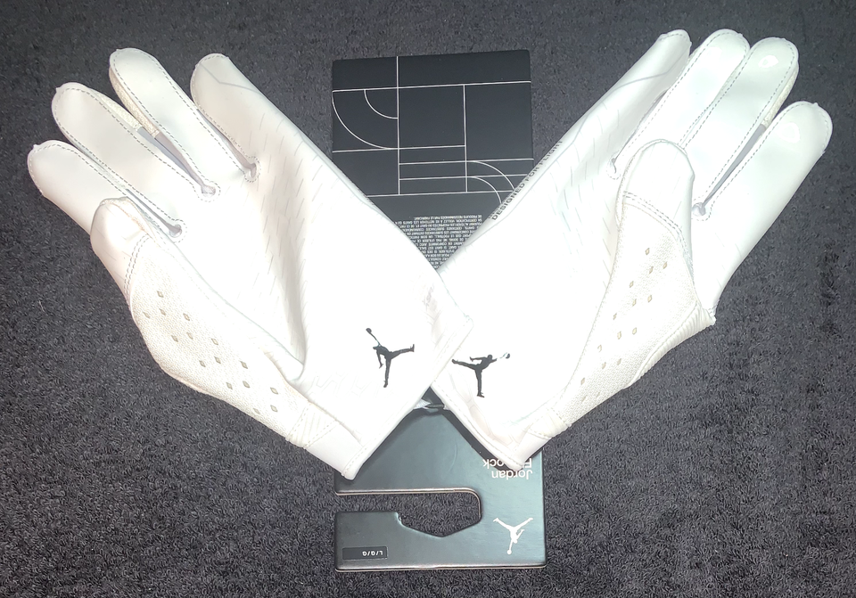 NIKE AIR JORDAN FLY LOCK 2.0 FOOTBALL GLOVES #1011811 102 LG WHITE NWT ...