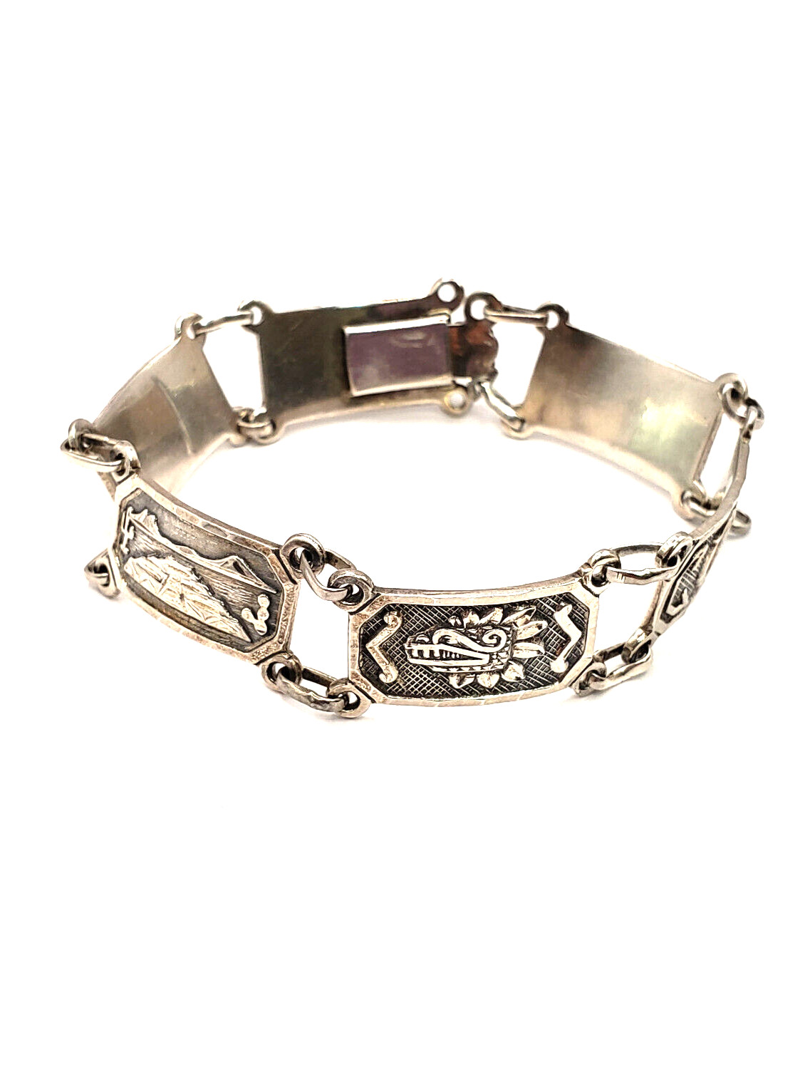 Vintage Picto Aztec Mayan Revival Panel Bracelet - St… - Gem