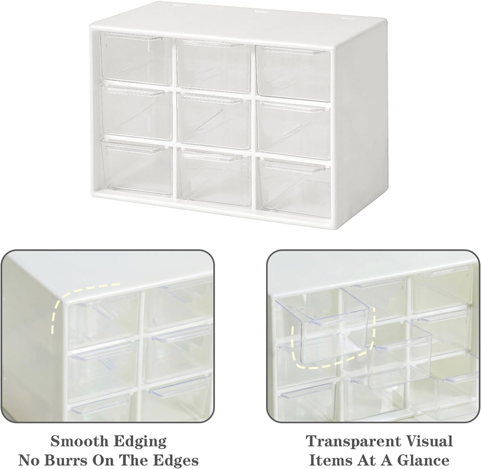Mini Storage Drawers Small 9 Drawers Organizer Bins Stackable Clear ...