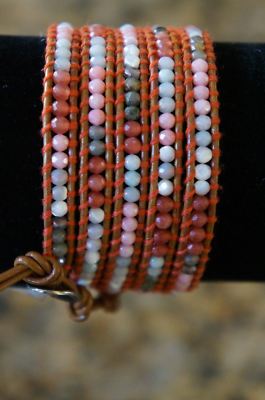 NEW Chan Luu MOP Pnk & Gray Semi Precious Stone Mix 5 Wrap Bracelet ...